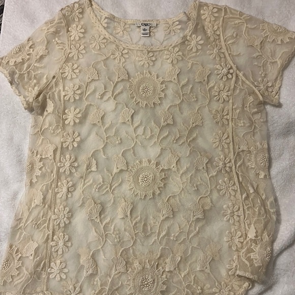 Cato | Tops | Cato Top Womens Xl Cream Crochet Lace Sheer Lightweight ...